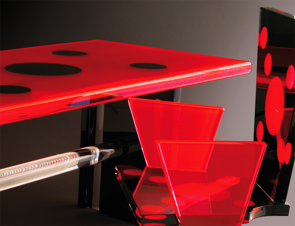 Table bureau en plexiglass 'Ladybug' - Mobilier en plexiglass